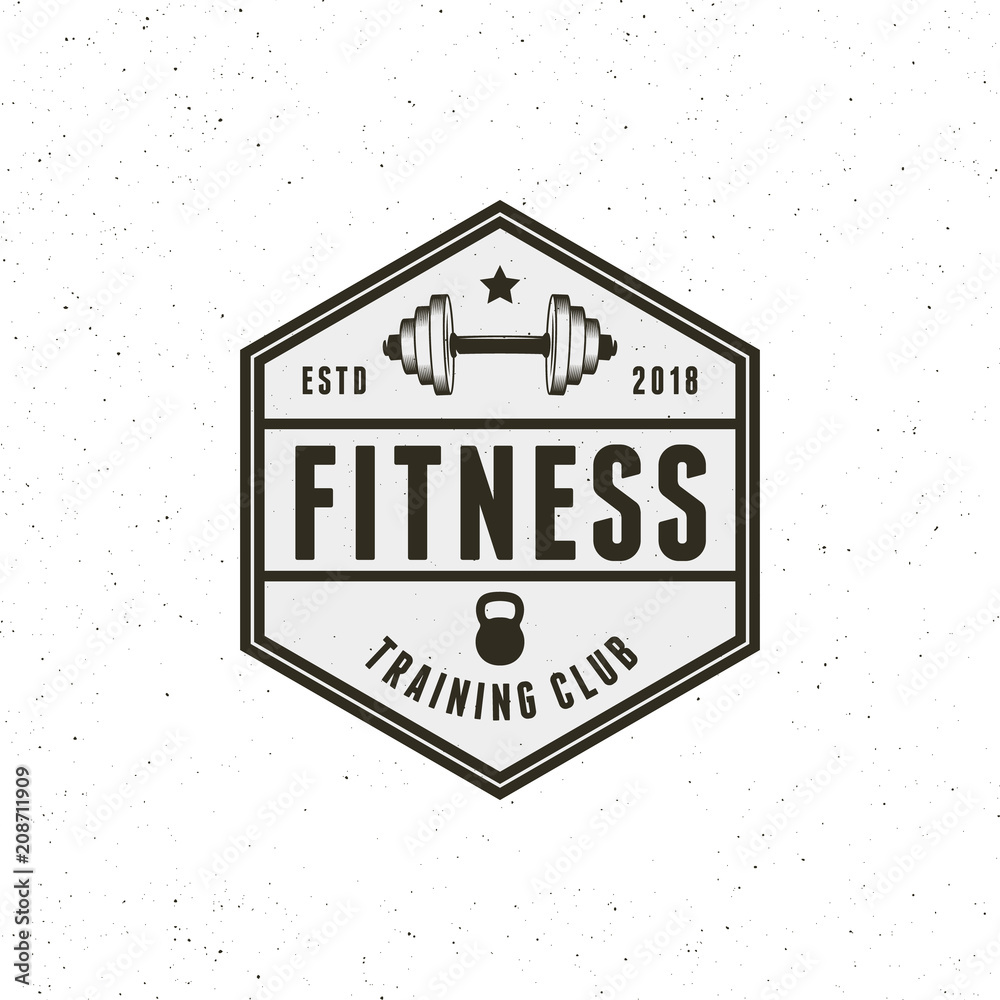 vintage fitness gym logo. retro styled sport emblem. vector ...