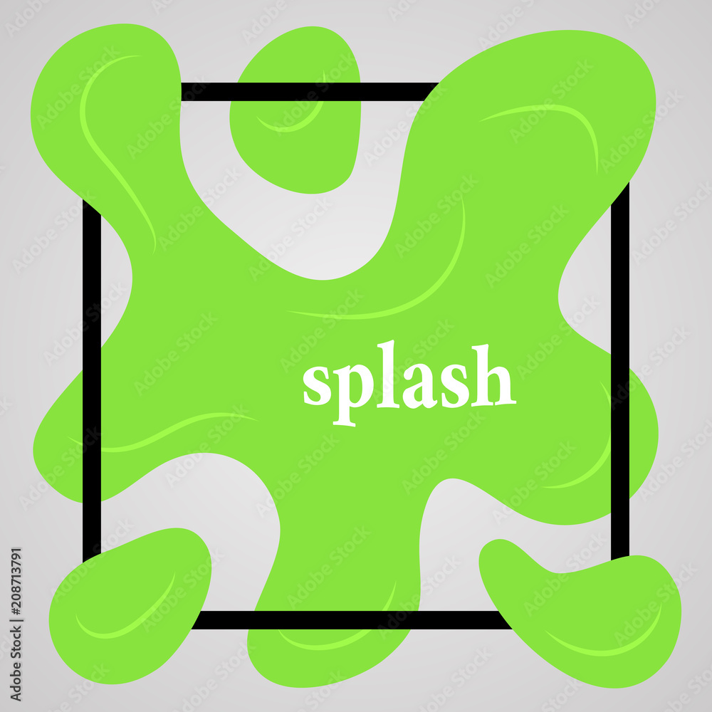 Big green splash with lots of small splashes in black frame and ...