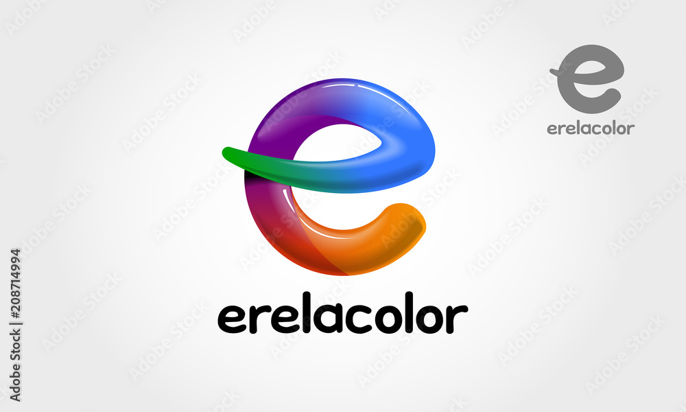Erela Color VEctor Logo Template. Round Glossy Letter e 3d rainbow Logo ...