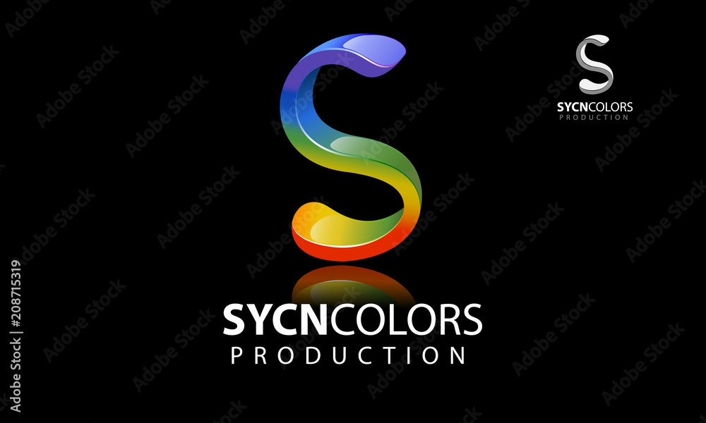 Sycn Color Production Vector Logo Template. Creative 3D abstract vector ...