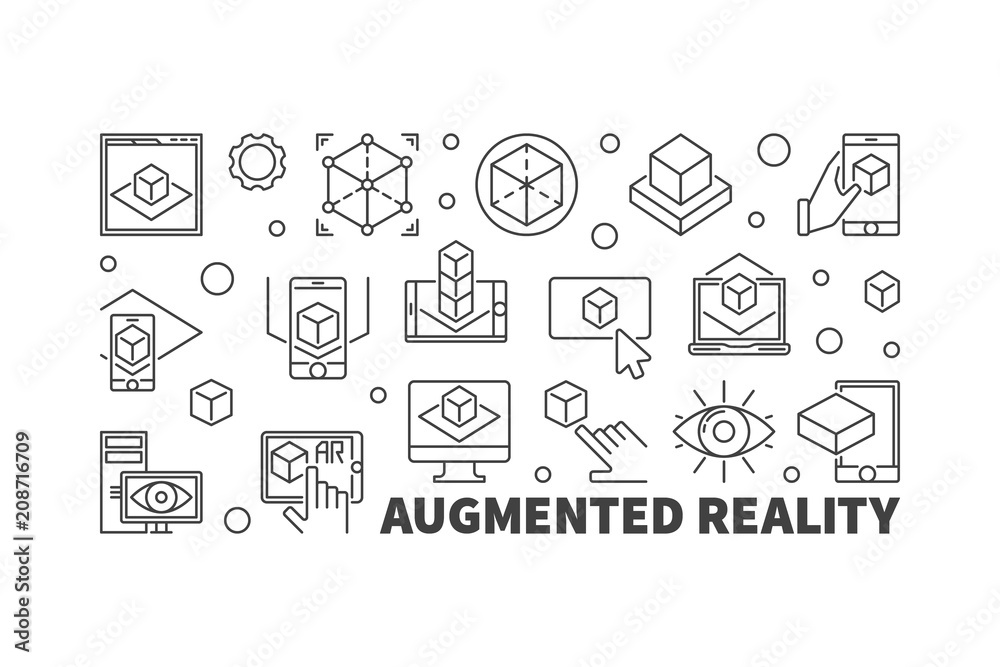 Augmented reality vector horizontal AR outline illustration Stock ...