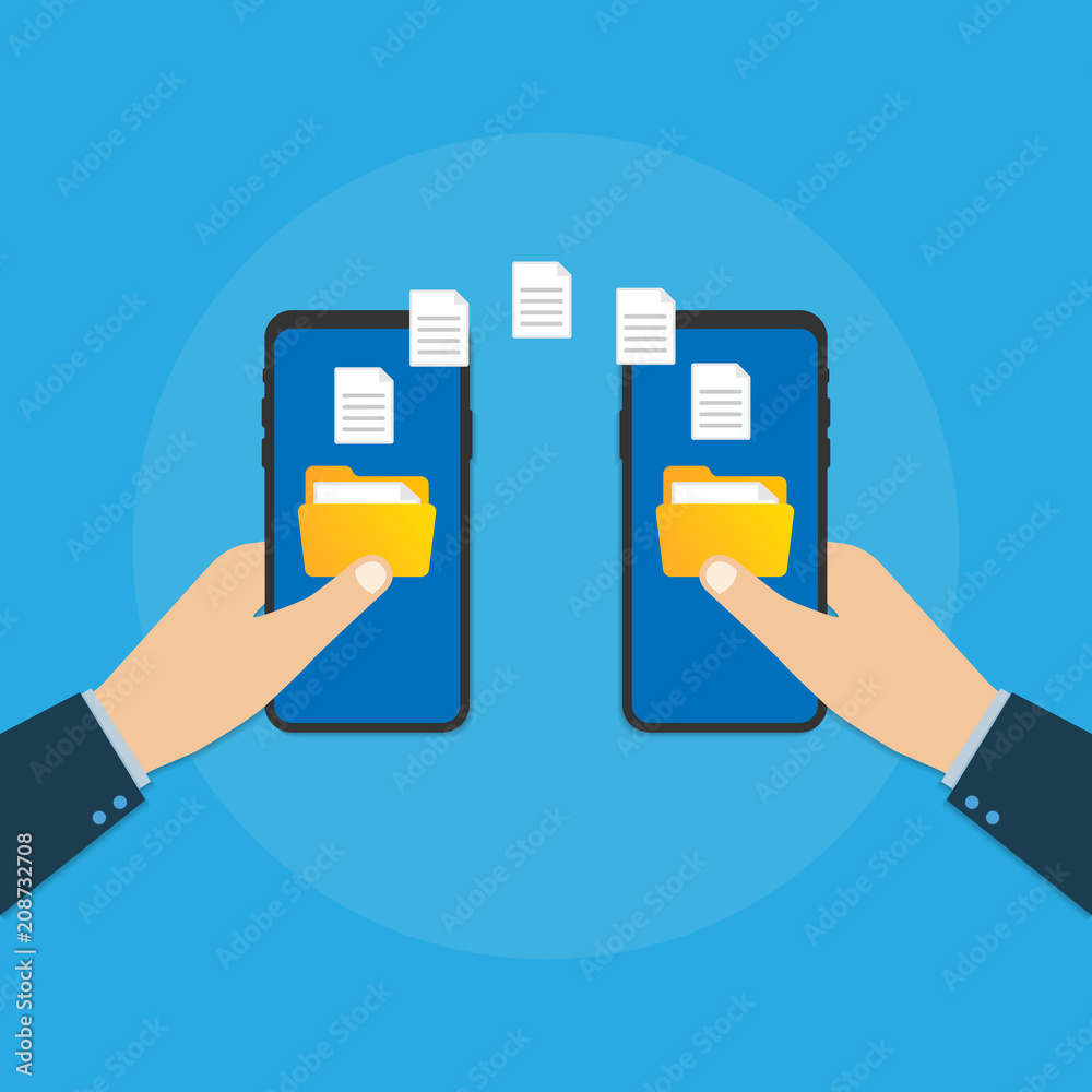 Data image file transfer between device smartphone. File transfer copy ...