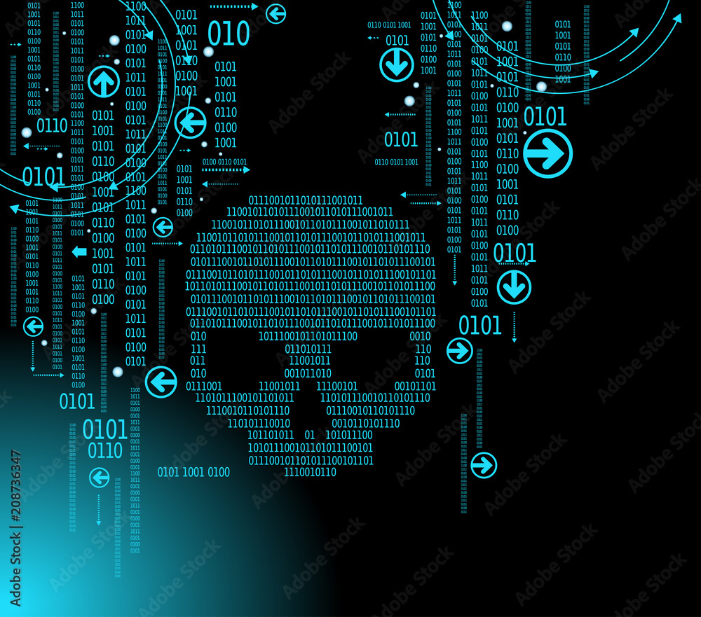 Cyber attack backgroundHuman skull in digital background. Concept of ...