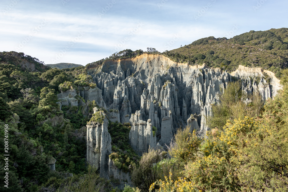 Amazingly Beautiful Putangirua Pinnacles In NZ Hiking Mountains Stock ...