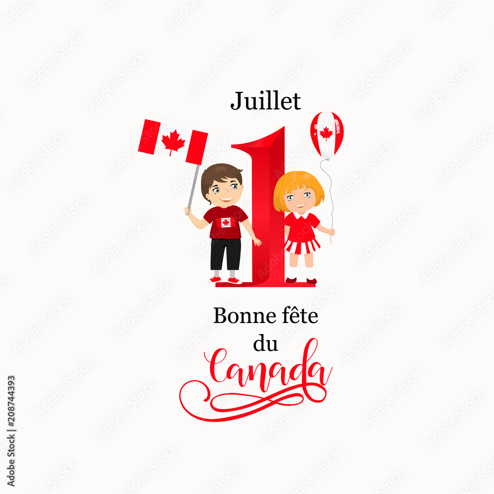 Happy Canada Day poster. Vector illustration greeting card with kids ...
