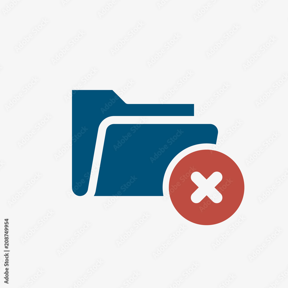 Folder icon, business icon with cancel sign. Folder icon and close ...