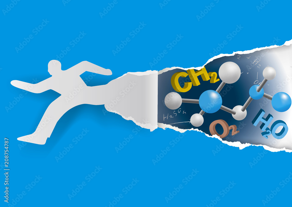 Do not be afraid of chemistry ,ripped paper concept. Running man ...