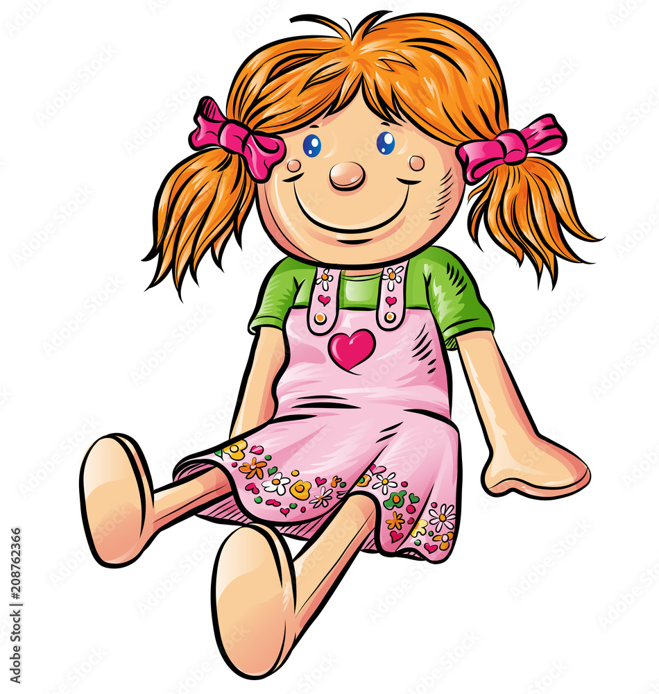 Fun Doll cartoon, vector illustration Stock Vector | Adobe Stock