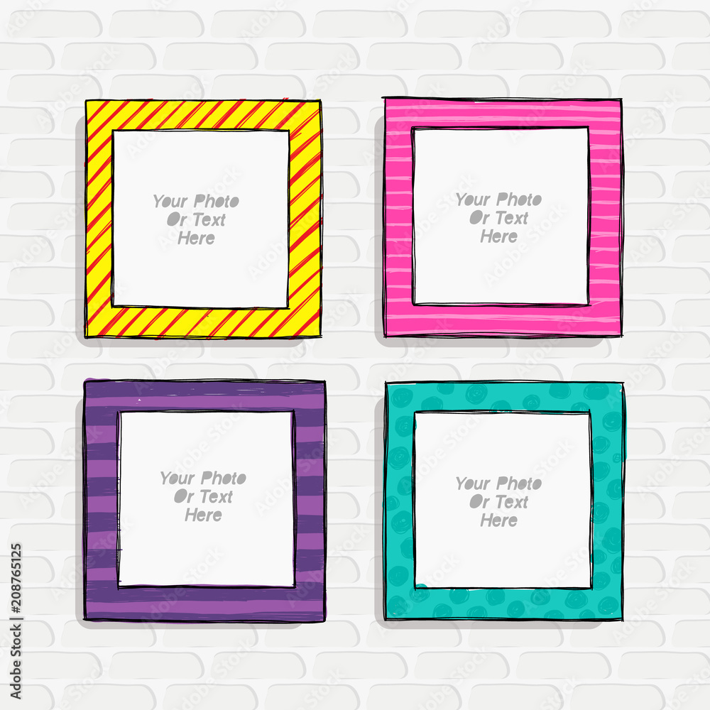 Cartoon style. Decorative vector template frame. These photo frames you ...
