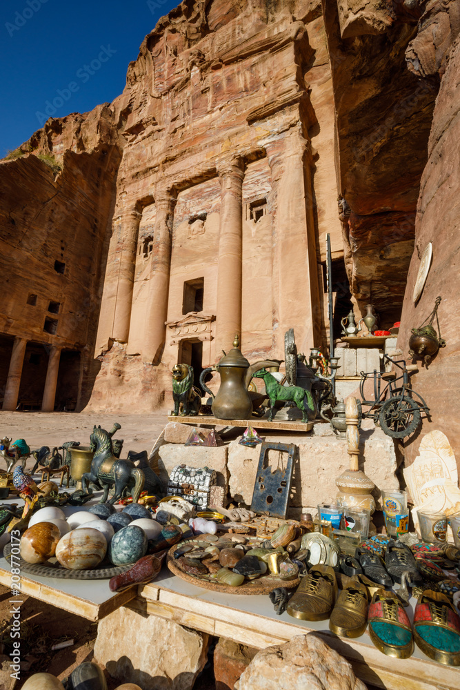 Artefacts in front of Facade in Petra Jordan Stock Photo | Adobe Stock