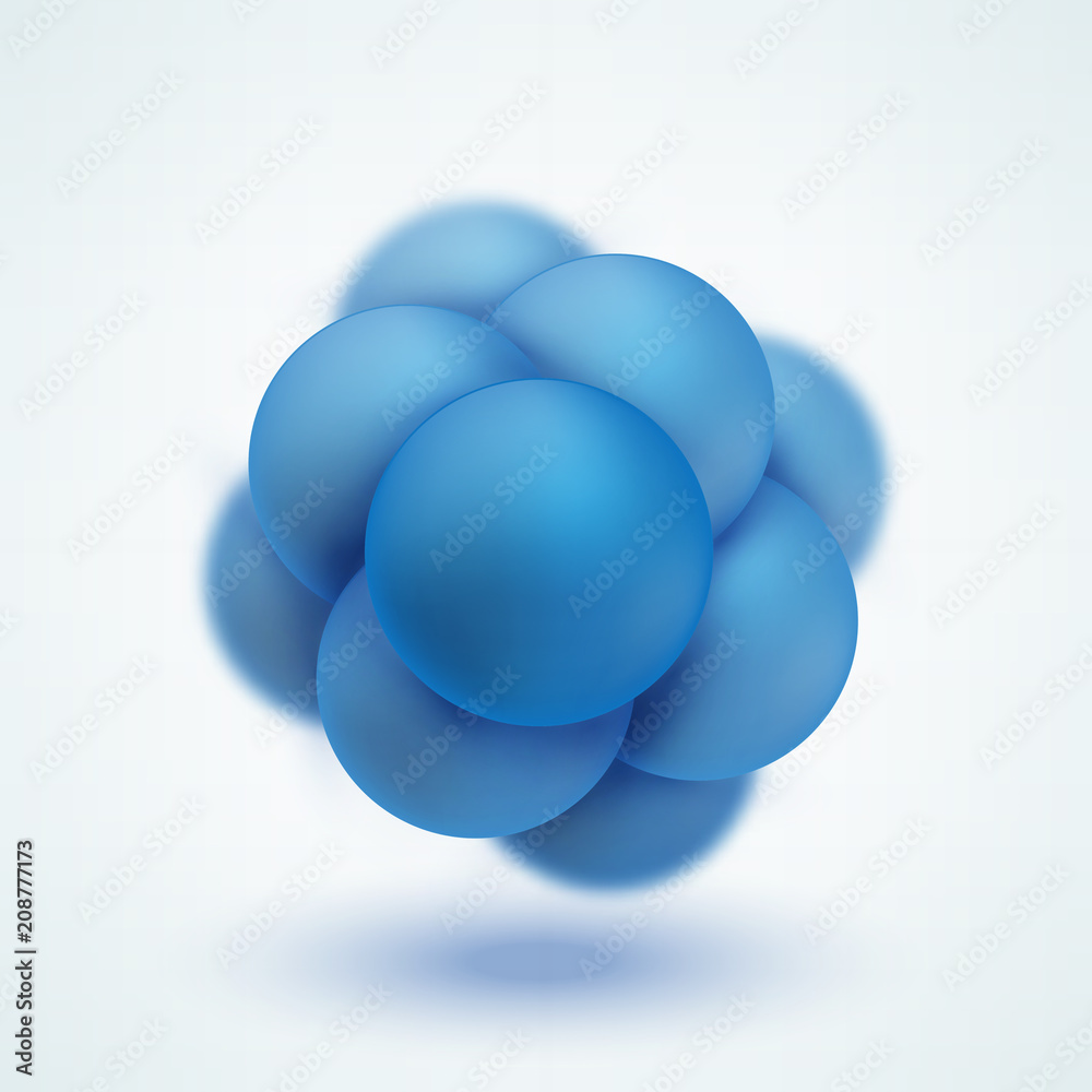Abstract molecular structure. Group of atoms forming molecule. Graphic ...