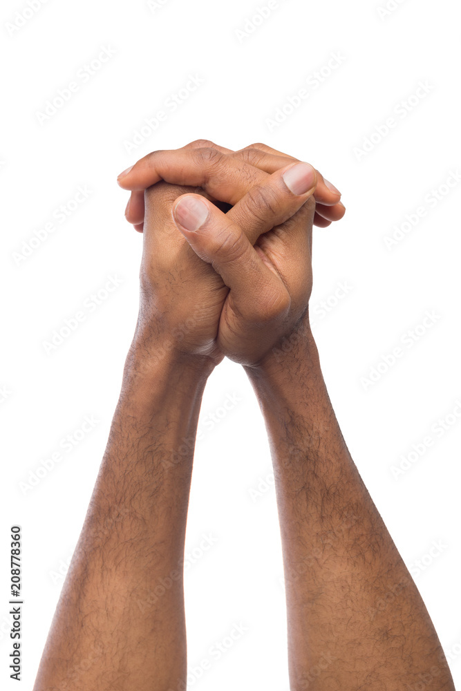 Black male praying hands gesture Stock Photo | Adobe Stock