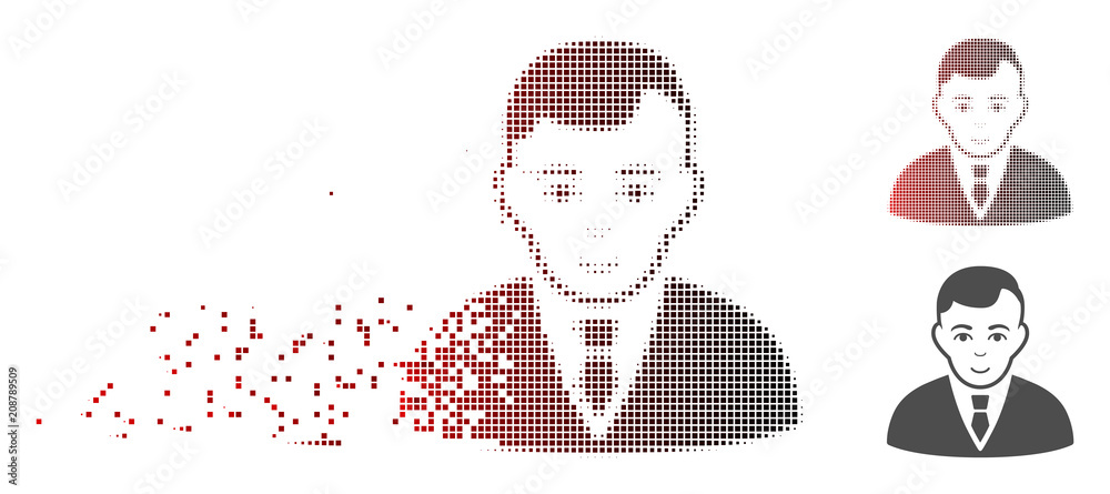Vector manager icon in sparkle, dotted halftone with red to black ...