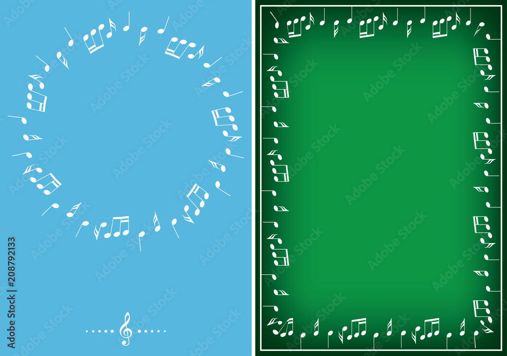 light blue and green backgrounds with white vector music frames Stock ...
