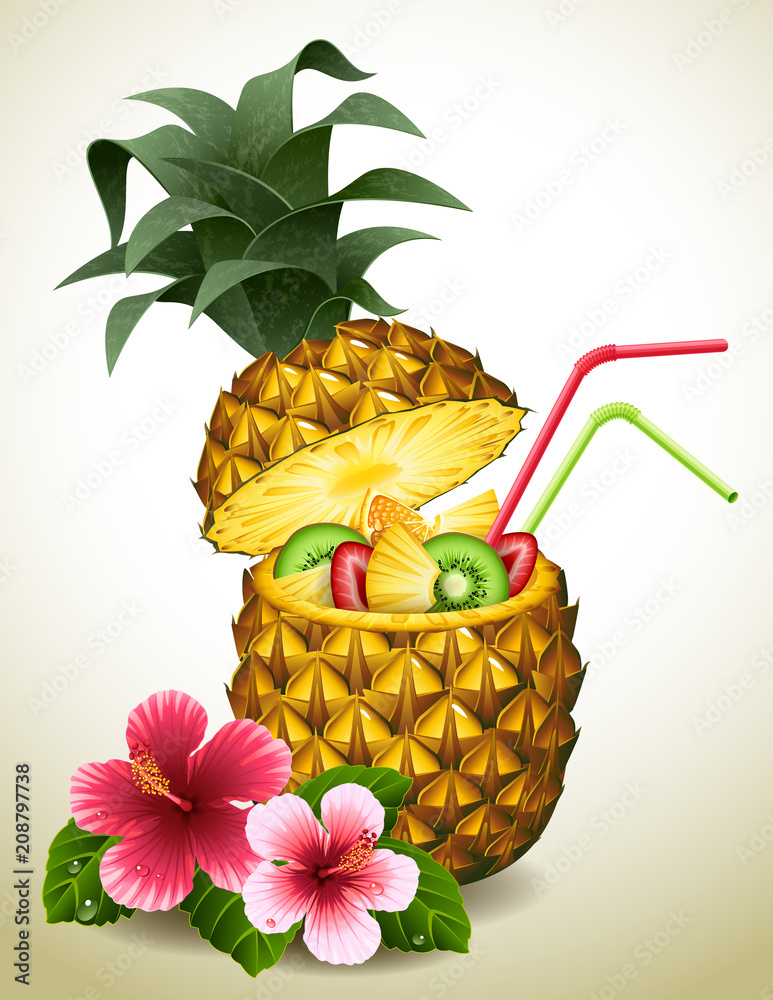 pineapple cocktail Stock Vector | Adobe Stock
