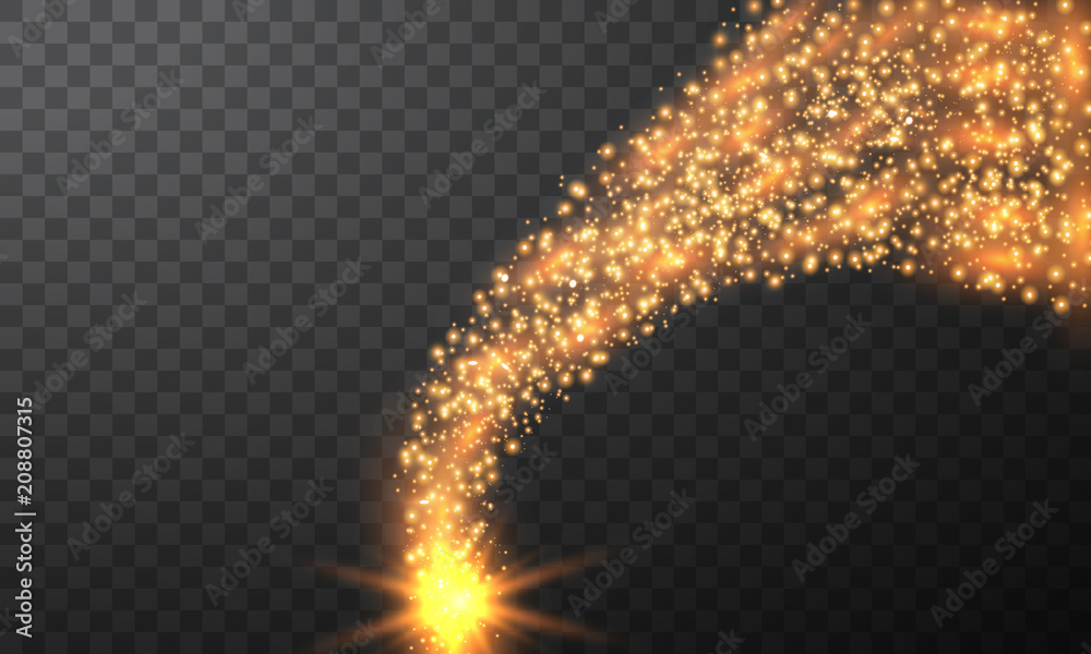 Burning fire on a transparent background. Neon blue and yellow star ...