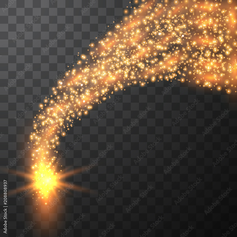 Burning fire on a transparent background. Neon blue and yellow star ...