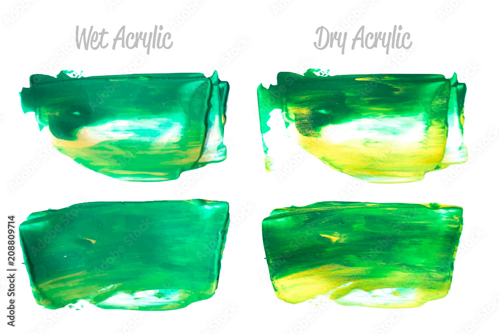 Vector green paint smear stroke stain set. Abstract acrylic textured ...