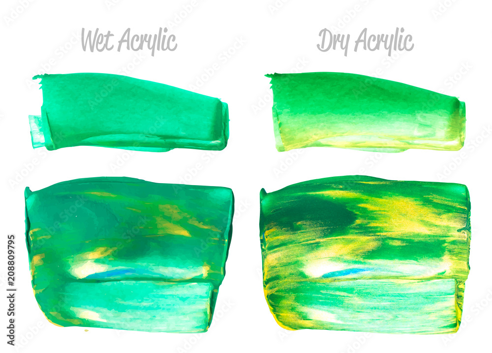 Vector green paint smear stroke stain set. Abstract acrylic textured ...