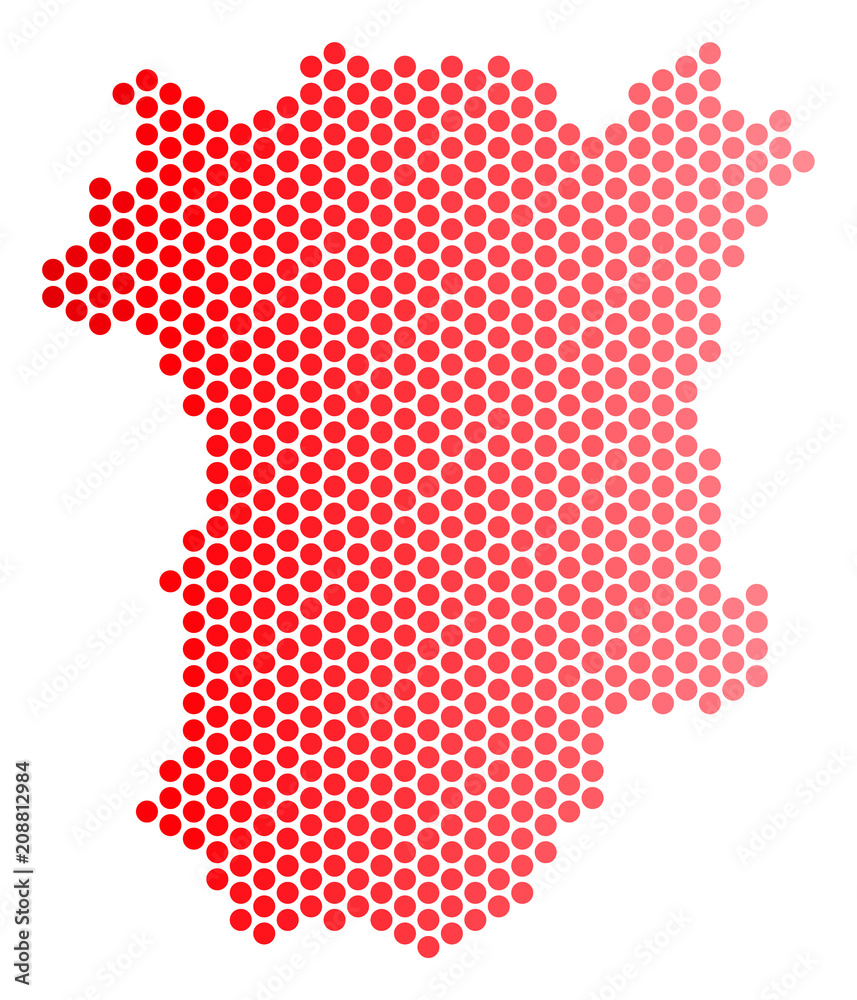 Red round spot Chechnya map. Geographic scheme in red color with ...