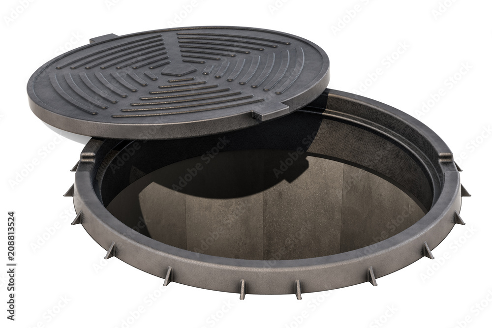 Opened Manhole, 3D rendering Stock Illustration | Adobe Stock