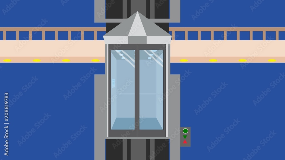 Elevator in motion, with glass door Stock Vector | Adobe Stock