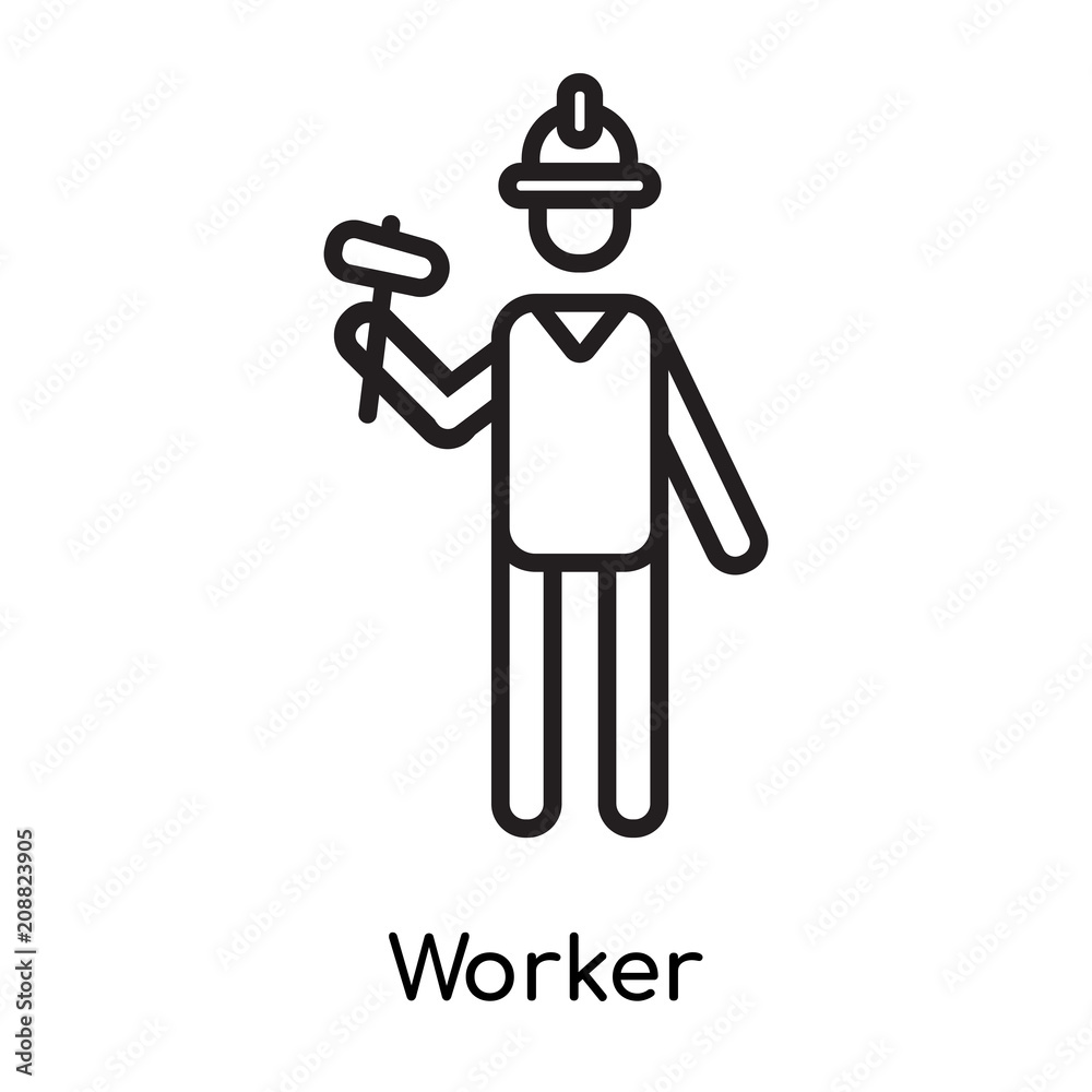 Worker icon vector sign and symbol isolated on white background, Worker ...
