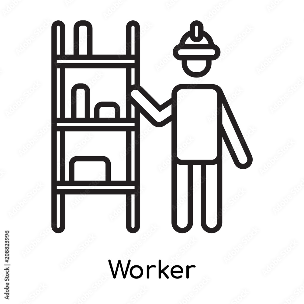 Worker icon vector sign and symbol isolated on white background, Worker ...