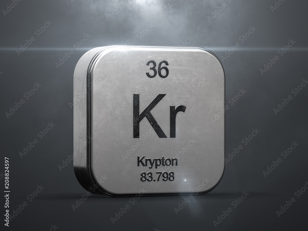 Krypton element from the periodic table. Metallic icon 3D rendered with ...