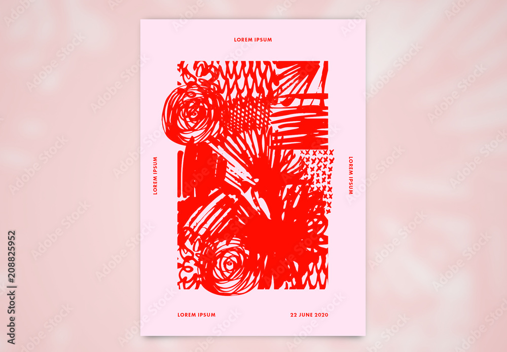 Pink and Red Abstract Poster Layout Stock Template | Adobe Stock