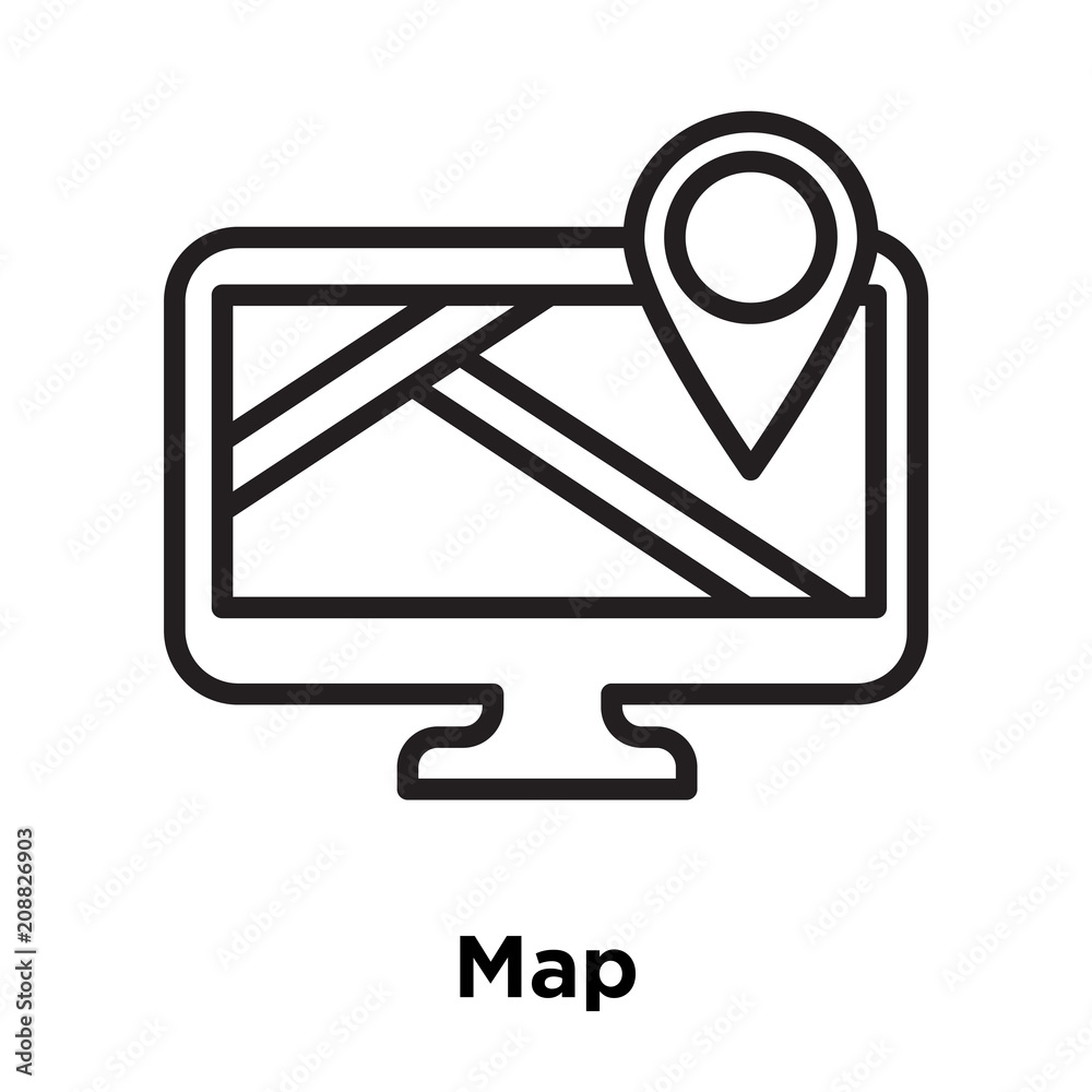 Map icon vector sign and symbol isolated on white background, Map logo ...