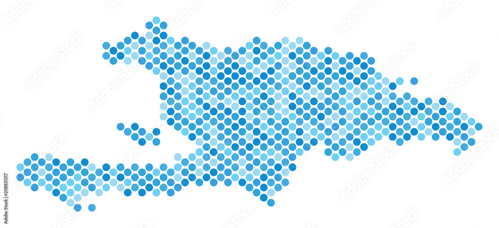 Vecteur Stock Blue dotted Haiti and Dominican Republic map. Vector ...