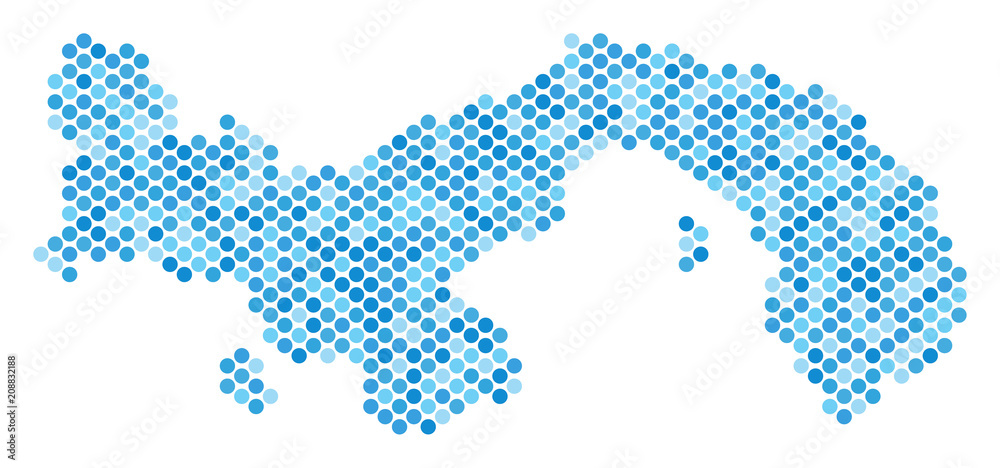Blue pixelated Panama map. Vector geographic map in blue color shades ...