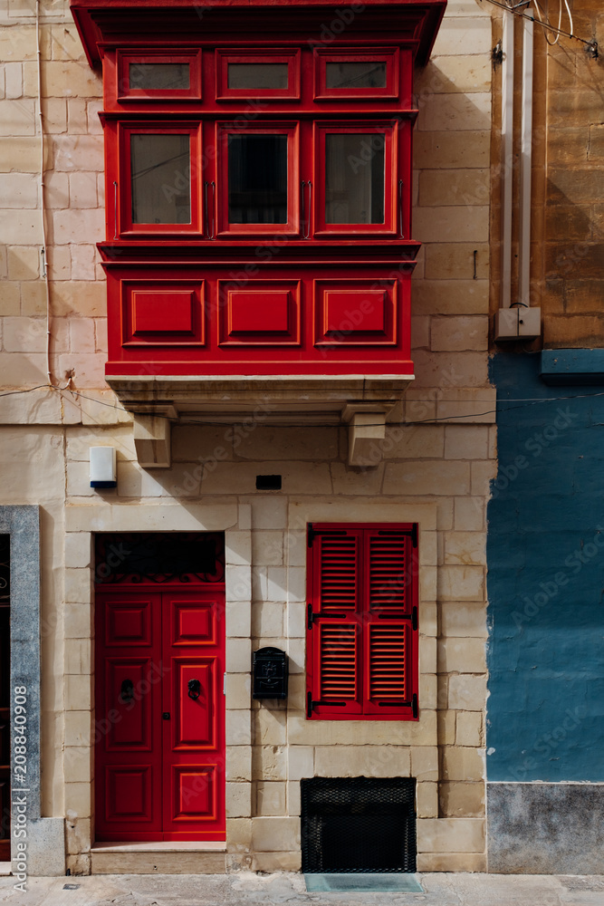 Piet Mondrian-esque kind of facade in Rabat, Malta. Stock Photo | Adobe ...