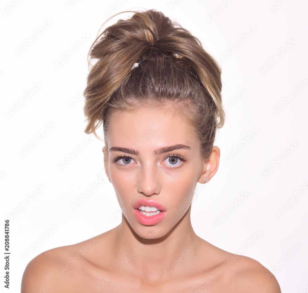 Feeling and emotions. Different emotions. Confused pretty girl. Girl ...