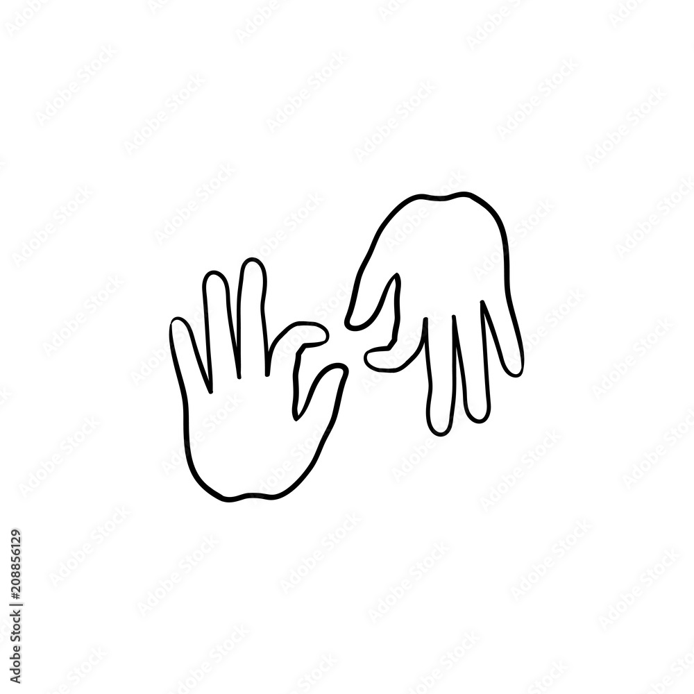 Deaf language hand drawn outline doodle icon. Fingerspelling, finger ...