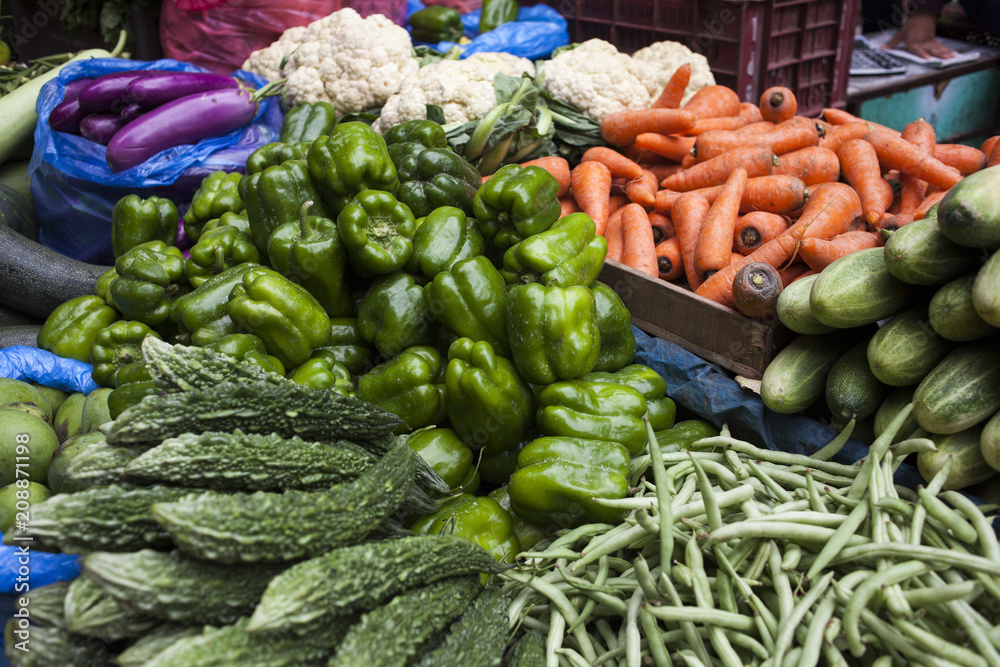 Vegetables on sale on the streets of Kathmandu, Nepal. Stock Photo ...
