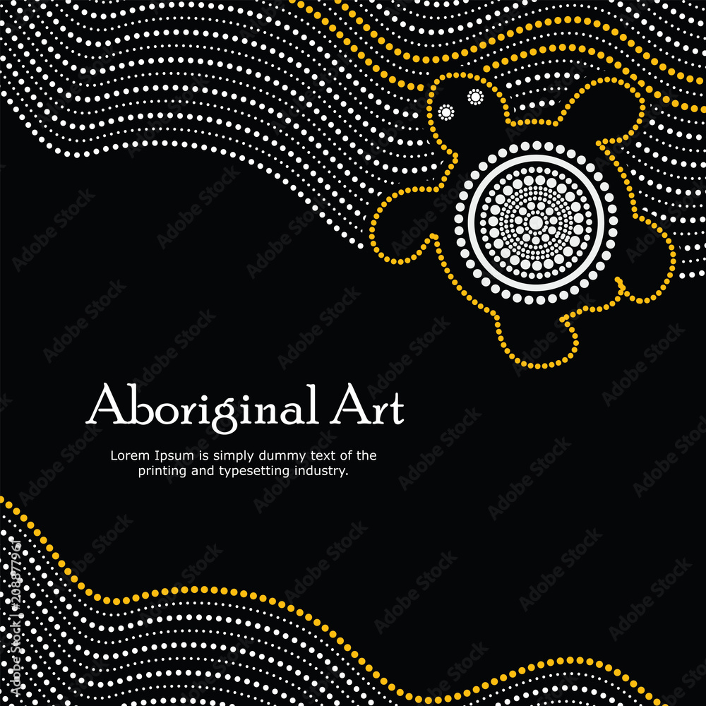 Aboriginal art vector Banner with text. Illustration based on ...