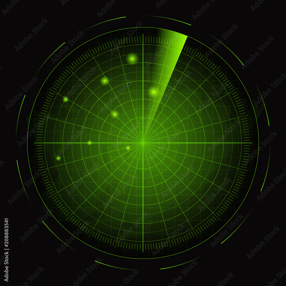 Realistic Detailed 3d Radar with Targets Card Poster. Vector Stock ...