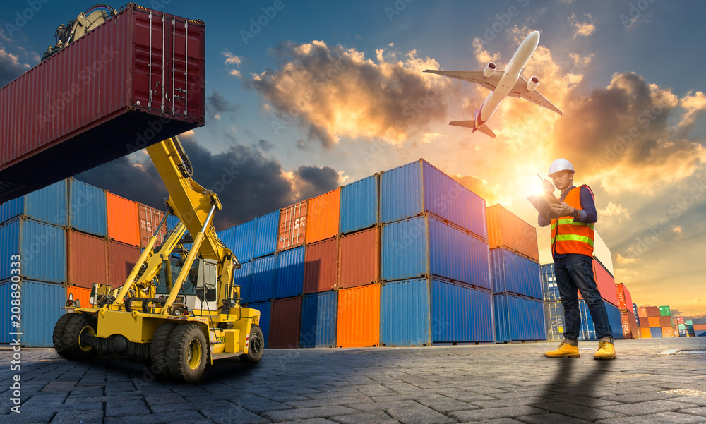 Foreman control and check list with walky-talky for loading Containers ...
