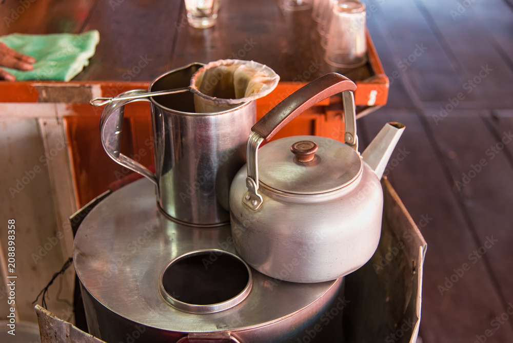 Coffee Maker of Thai Coffee Shop. Ancient coffee shop Nonthaburi ...
