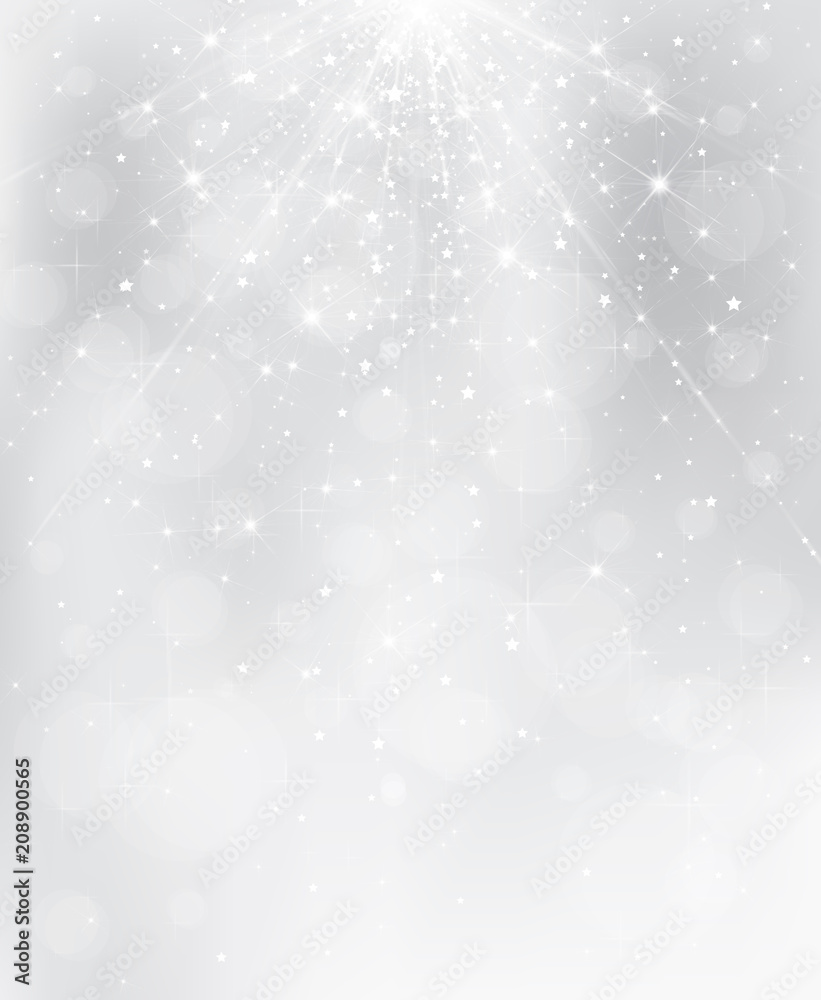Vector silver background with rays, lights and stars. Stock Vector ...