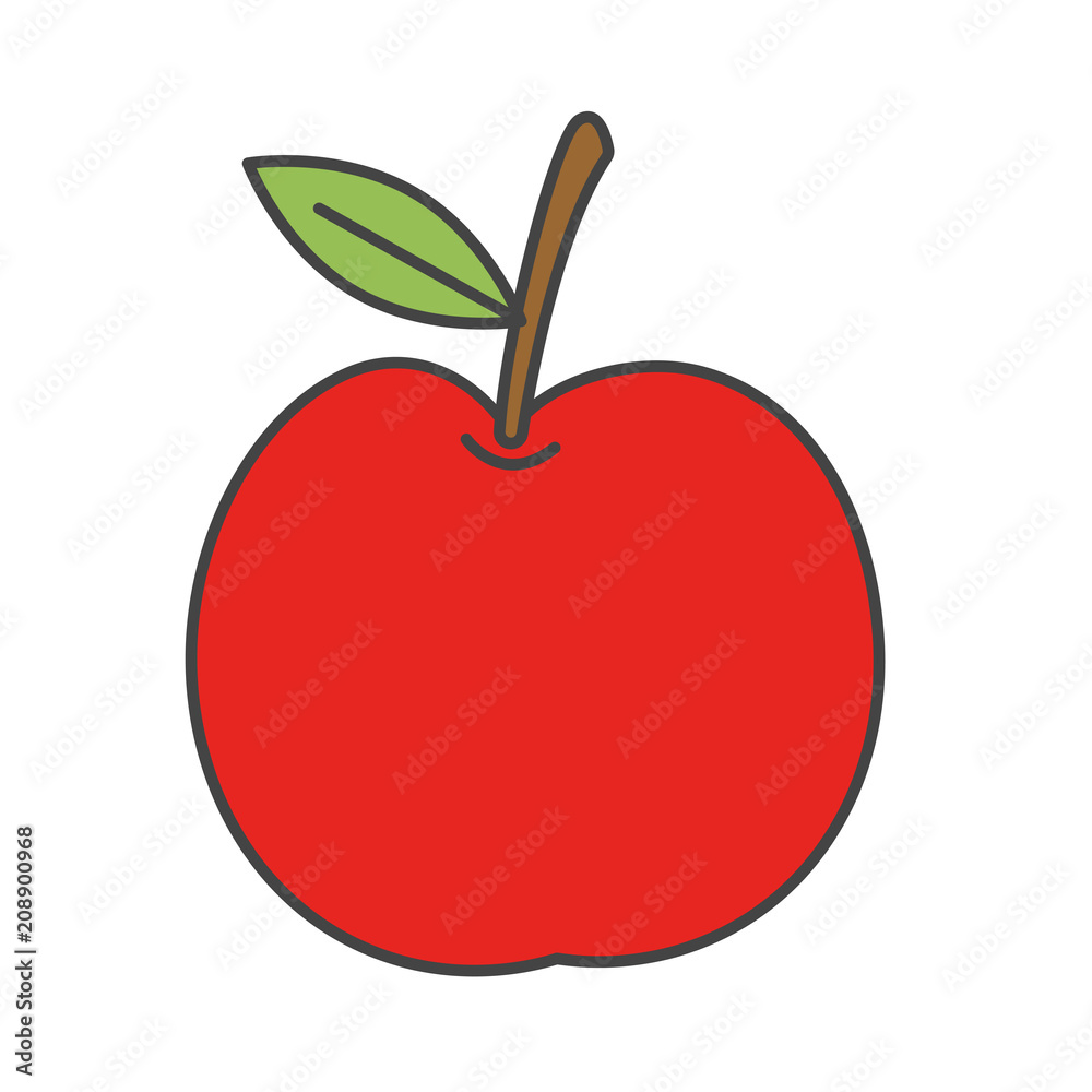 Cartoon Simple Red Apple Isolated Illustration Stock Vector | Adobe Stock