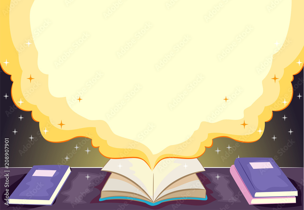 Open Book Story Time Background Illustration Stock Vector | Adobe Stock