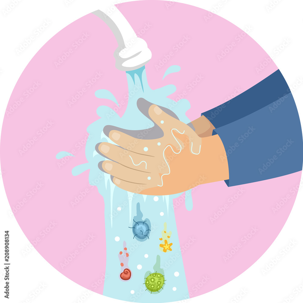 Hands Kid Wash Germs Illustration Stock Vector | Adobe Stock
