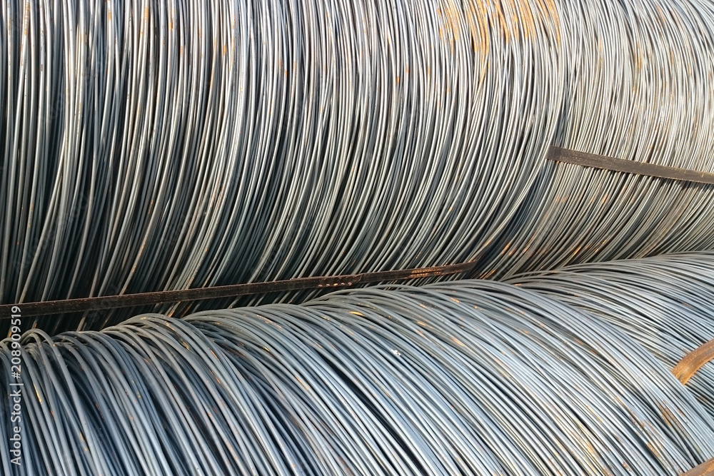Wire rod is stored in the finished goods warehouse of the metallurgical ...