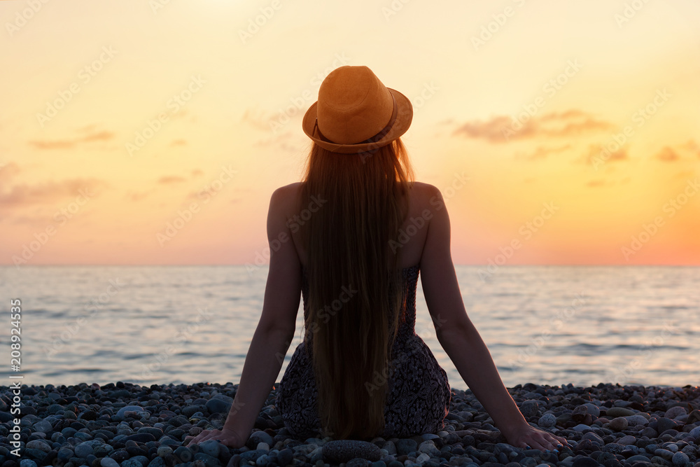 Woman Sitting Silhouette Back