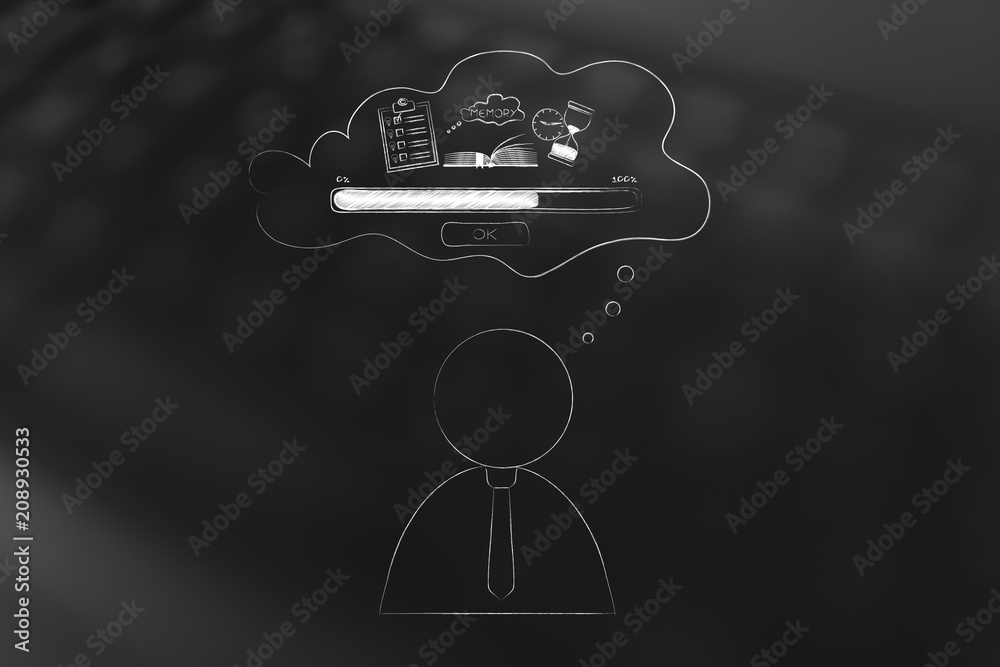 business man with comic bubble with Memory Loading icon made of to do ...