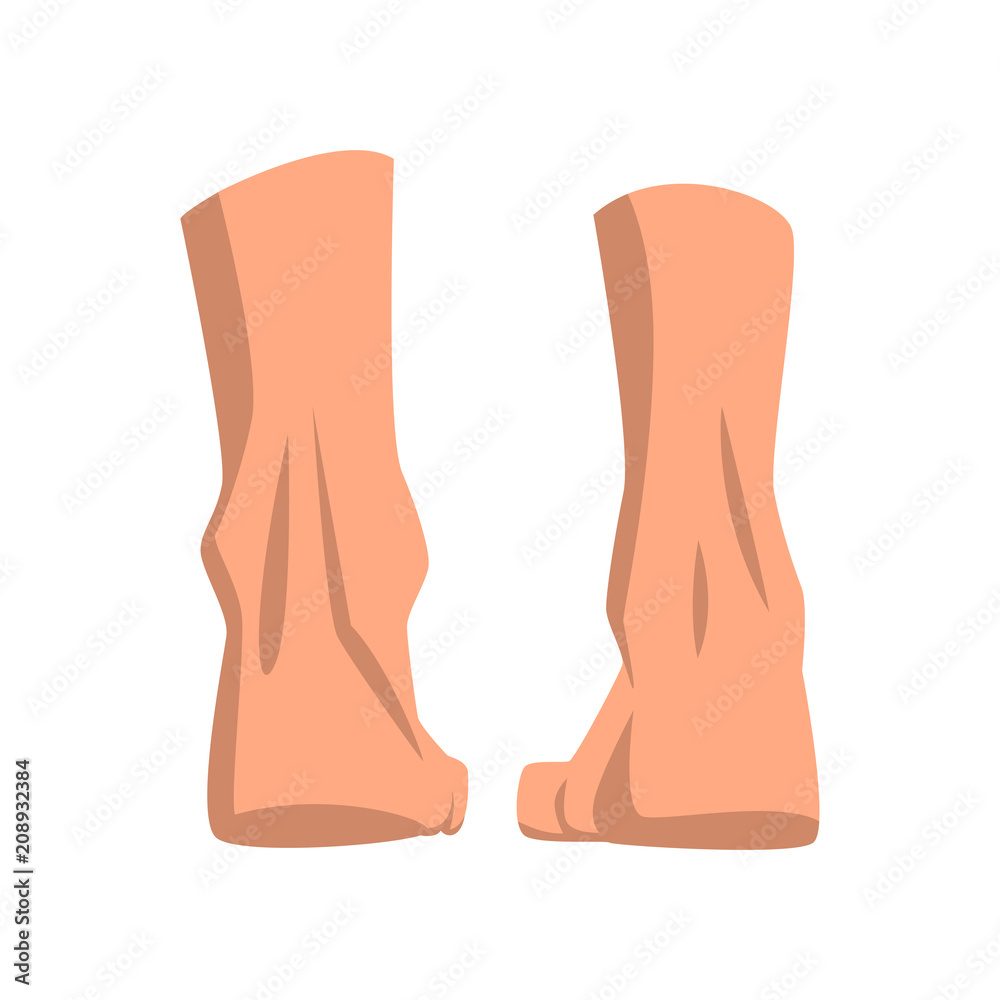 Human feet standing, back view vector Illustration on a white ...