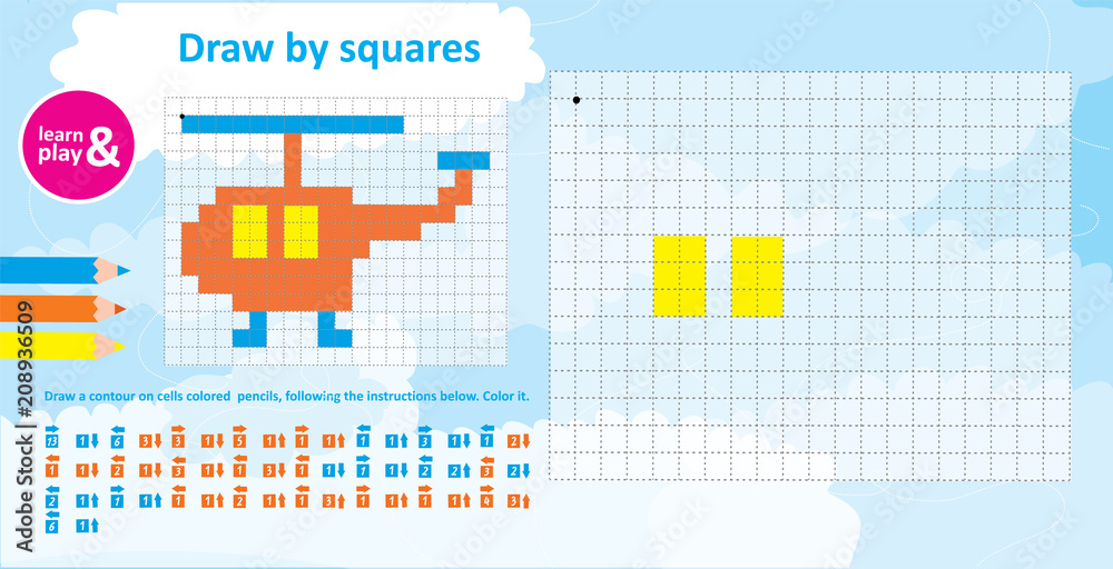 Helicopter color by numbers an educational game for children. Coloring ...